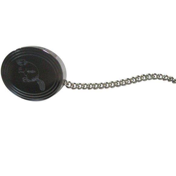 Kiola Designs | Accessories | Silver Toned Etched Oval Beaver Tie Tack ...